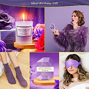 Birthday Gifts for Women ,Mom, Wife, Girlfriend, Sister, Her- 14PCS Purple Happy Birthday Relaxing Gift Set Self Care Package Get Well Soon, Female Friendship Gifts Care Gifts