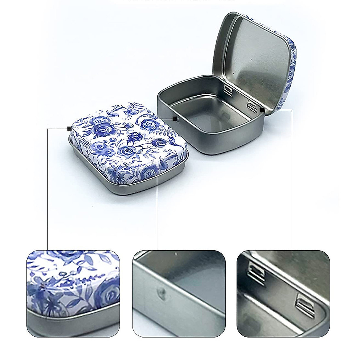 Kukiwhy 6 PCS Mini Metal with Lid Portable Storage Box,for Items,Earplugs, Pills, Tiny Bead, Nail, Jewelry Findings