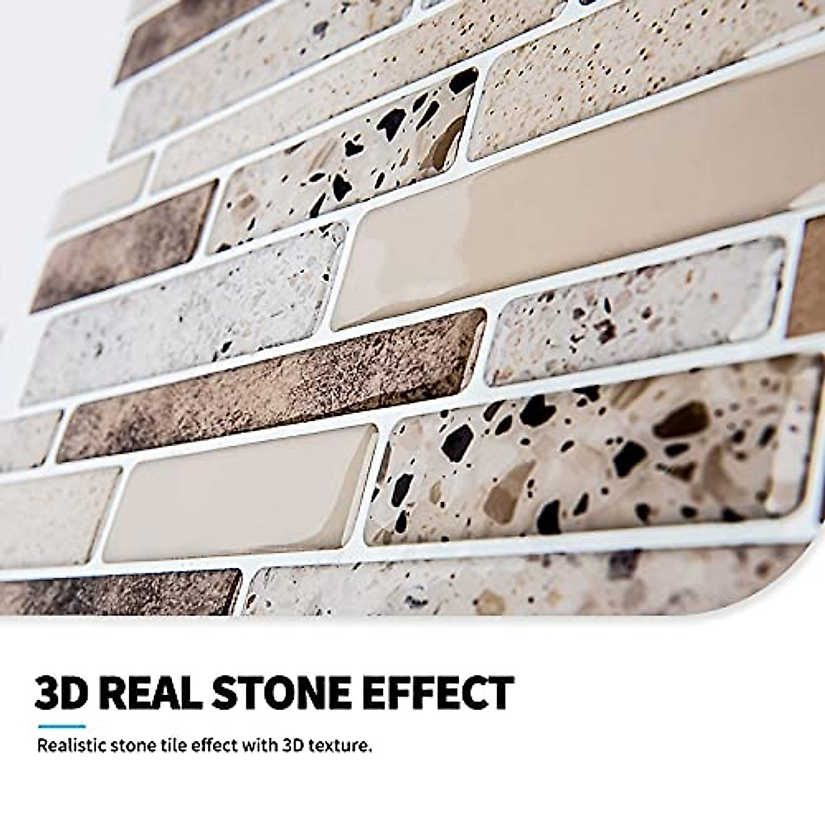 Art3d Peel and Stick Brick Kitchen Backsplash Self-Adhesive Wall Tile Stone Design, 10 Sheets (Brown)