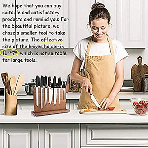 Knife Block,magnetic knife holder stand for kitchen counter,Knife Storage rack shelves, Rubber Wood Knife storage Organizer with Double Sided Magnetic,Knife Display Stand,without knives(12 * 7“)