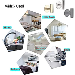 Yuzita Adhesive Towel Hooks 2 Pack Gold Heavy Duty Stainless Steel Wall Mounted Coat Hook for Towels, Robe, Hat, Sponges, Keys - Kitchen Bedroom Bathroom Door (Gold)