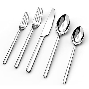 KINGSTONE Silverware Set, 20 Piece Flatware Cutlery Set for 4, 18/10 Stainless Steel Silverware Mirror Polished Dishwasher Safe for Home, Restaurant, Wedding, Party(Silver, 20 pieces for 4)