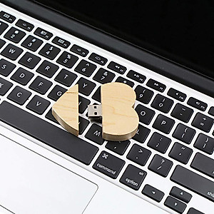 YOOGO Wooden Heart Shape USB Flash Drive USB Memory Stick Thumb Drivers 32GB 2.0 High Speed with Matching Box for Novelty Wedding Gift (32GB, Walnut)