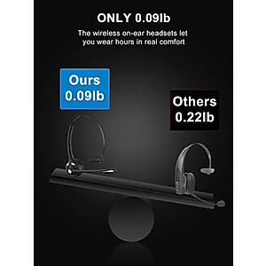 Trucker Bluetooth Headset with Microphone, Noise Cancelling Wireless Headsets with Mic, 13Hrs Talk Time, Mute Function, Handsfree Single-Sided Headset for Cell Phone, Call Center, Truck Driver, Office