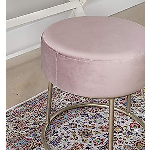 Linon Pink and Gold Vanity and Accent Dalilah Stool