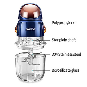 Plodon Baby Food Maker Mini Cute and Small Food Processor Puree Blender Grinder Chopper 1.2 Cup Glass Bowl with 6 Blade Electric