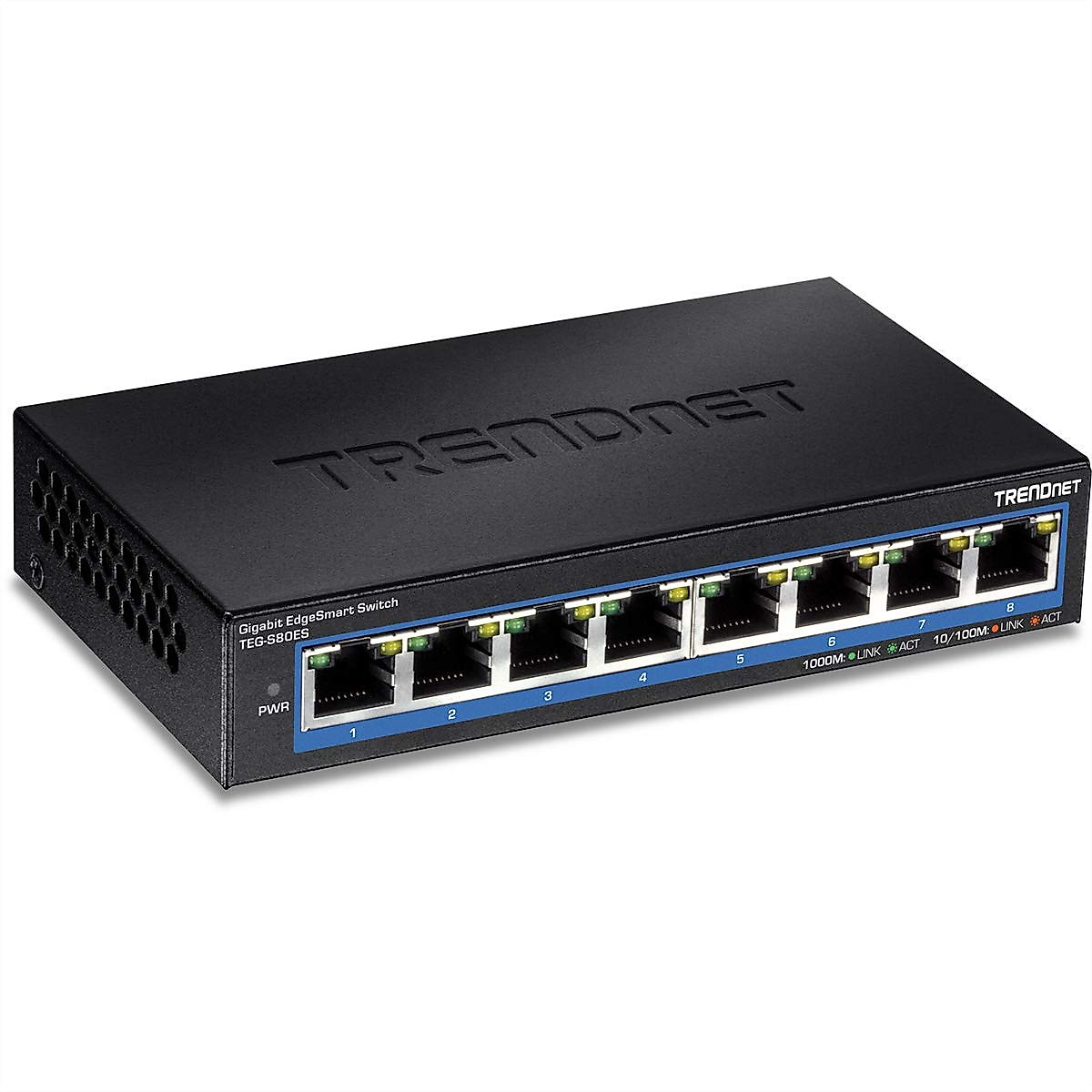 TRENDnet 8-Port Gigabit EdgeSmart Switch, TEG-S80ES, 8 x Gigabit Ports, 16Gbps Switch Capacity, Ethernet Network Desktop Switch, Managed Smart Gigabit Switch, Metal, Fanless ( RENEWED)