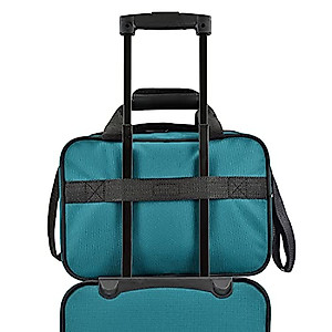 U.S. Traveler Rio Rugged Fabric Expandable Carry-on Luggage Set, Teal, 2 Wheel