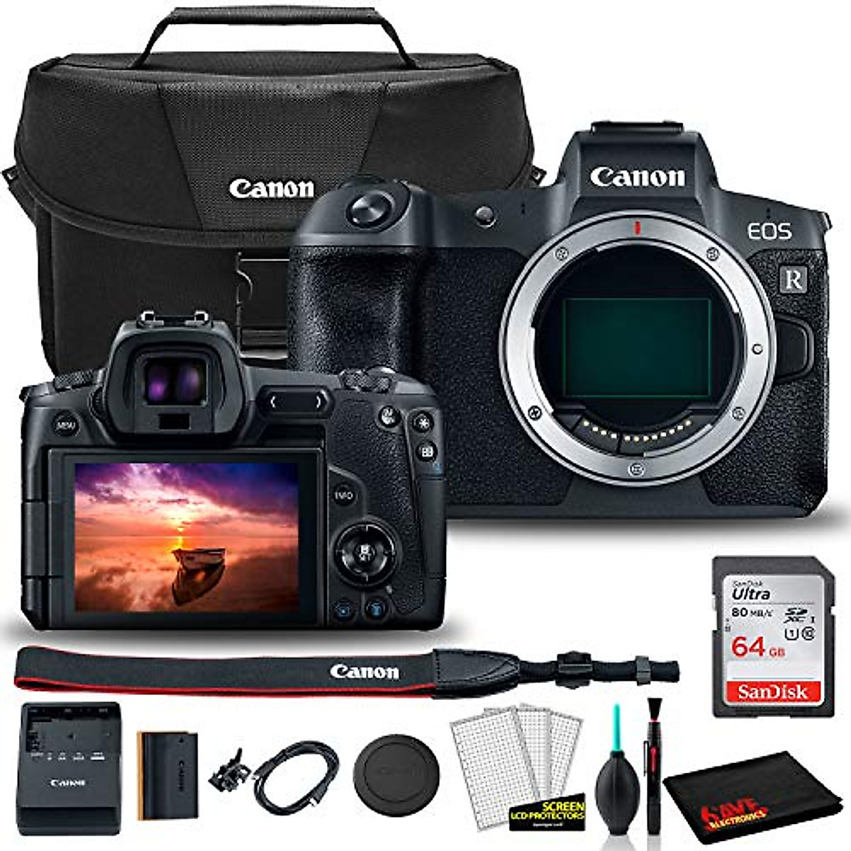 Canon EOS R Mirrorless Digital Camera (Body Only) (3075C002) + EOS Bag + Sandisk Ultra 64GB Card + Clean and Care Kit (International Model)