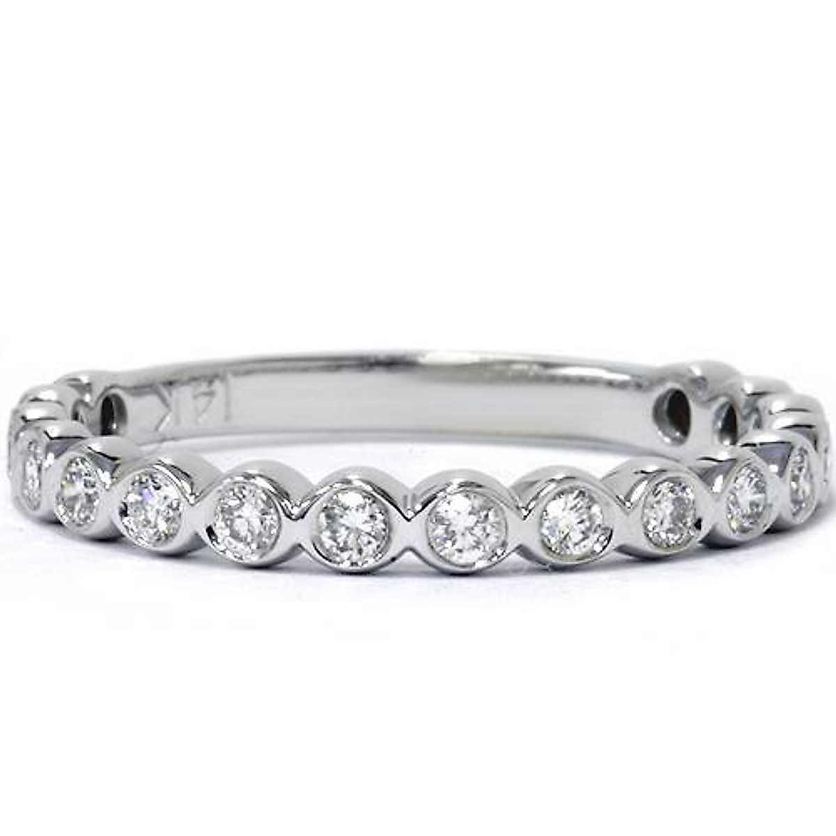 P3 POMPEII3 1/2ct Bezel Stackable Diamond Ring 14K White Gold - Size 7