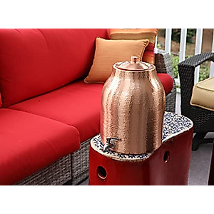 Pure Copper Water Dispenser with Lid by Copper Mules | XL Capacity Holds 3.5gal or 16liters | RAW Copper Interior for Ayruvedic Health | Includes No-leak Stainless Steel Spigot