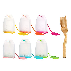 6 Pack Silicone Tea Infuser, Reusable Loose Leaf Tea Bags Strainer Filter with Spoon