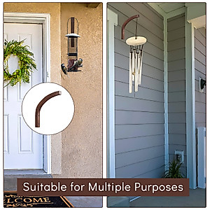 Juexica 4 Pieces Wooden Hanging Plant Hooks Wooden Plants Wall Hooks Plant Hooks Wall Mounted Plant Hanger Hook Indoor and Outdoor Hanging Brackets for Planters, Lanterns, Bird Feeders (Coffee Color)