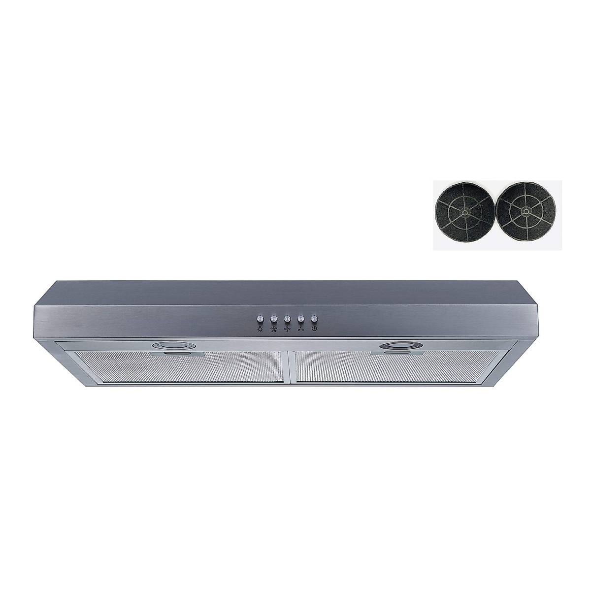 Winflo 30 In. Convertible Stainless Steel Under Cabinet Range Hood with Mesh filters and Charcoal Filters and Push Button Control