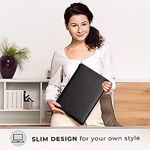 Slim PU Leather Laptop Sleeve 13 Inch | Professional Looking MacBook Air Sleeve, Soft Touch Wool Padded, No Smell Made of Italian PU Leather, Fits: Mac Book Pro 2020, iPad & Other Laptop Case - Black