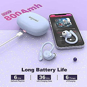 comiso Wireless Earbuds Bluetooth Headphones, True Wireless in Ear Bluetooth 5.1 Earbuds with Microphone, Deep Bass, IPX7 Waterproof Loud Voice Earphones for Sport Outdoor Running Gym Workout(Purple)