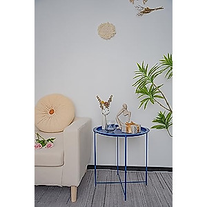 Nohle End Table for Living Room,Accent Table Round Tray Tables with Storage,Small Nightstand,Metal Side Table 18.5in. (Royal Blue)