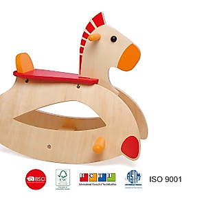 Classic World Wooden Rocking Horse, Ride On Toy for Kid Toddler Baby, Durable Baby Rocking Toy