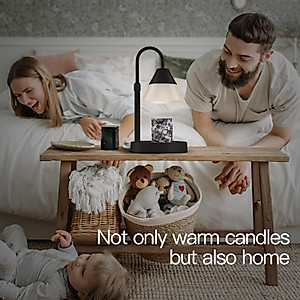 Dimmable Candle Warmer Lamp, Candle Melter with Adjustable Height & Heat, Electric Metal Top-Down Light Heat Melting Wax Fits Large Jar, Scented Candle Holder for Christmas Gift, Black
