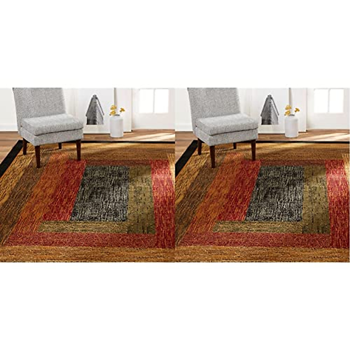 Home Dynamix Royalty Vega Contemporary Geometric Area Rug, Black/Brown, 7'8"x10'4" & Royalty Vega Contemporary Geometric Runner Area Rug, Black/Beige