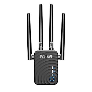 Wireless Signal Booster up to 1500 Sq.ft, 2.4 & 5GHz Dual Band Amplifier with Ethernet Port, 4 Antennas 360° Coverage Extend WiFi Signal to Smart Home