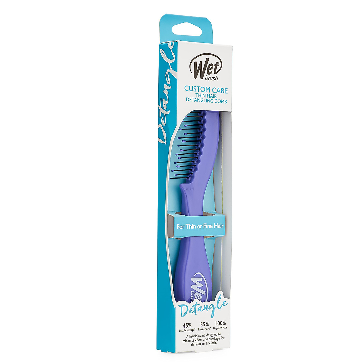 Wet Brush Thin Detangler Comb - Purple, Custom Care - All Hair Types - Ultra-Soft IntelliFlex Bristles Glide Through Tangles with Ease - Pain-Free Comb for Men, Women, Boys and Girls