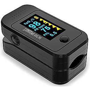 Santamedical Dual Color OLED Pulse Oximeter Fingertip, Blood Oxygen Saturation Monitor (SpO2) with Case, Batteries and Lanyard