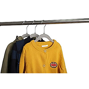 Finnhomy Non-Slip Clothes Hangers for Baby and Kids 20-Pack Velvet Hangers with Movable Clips, Heavy-Duty and Space-Saving for Pants,Skirts, Coat, Gray
