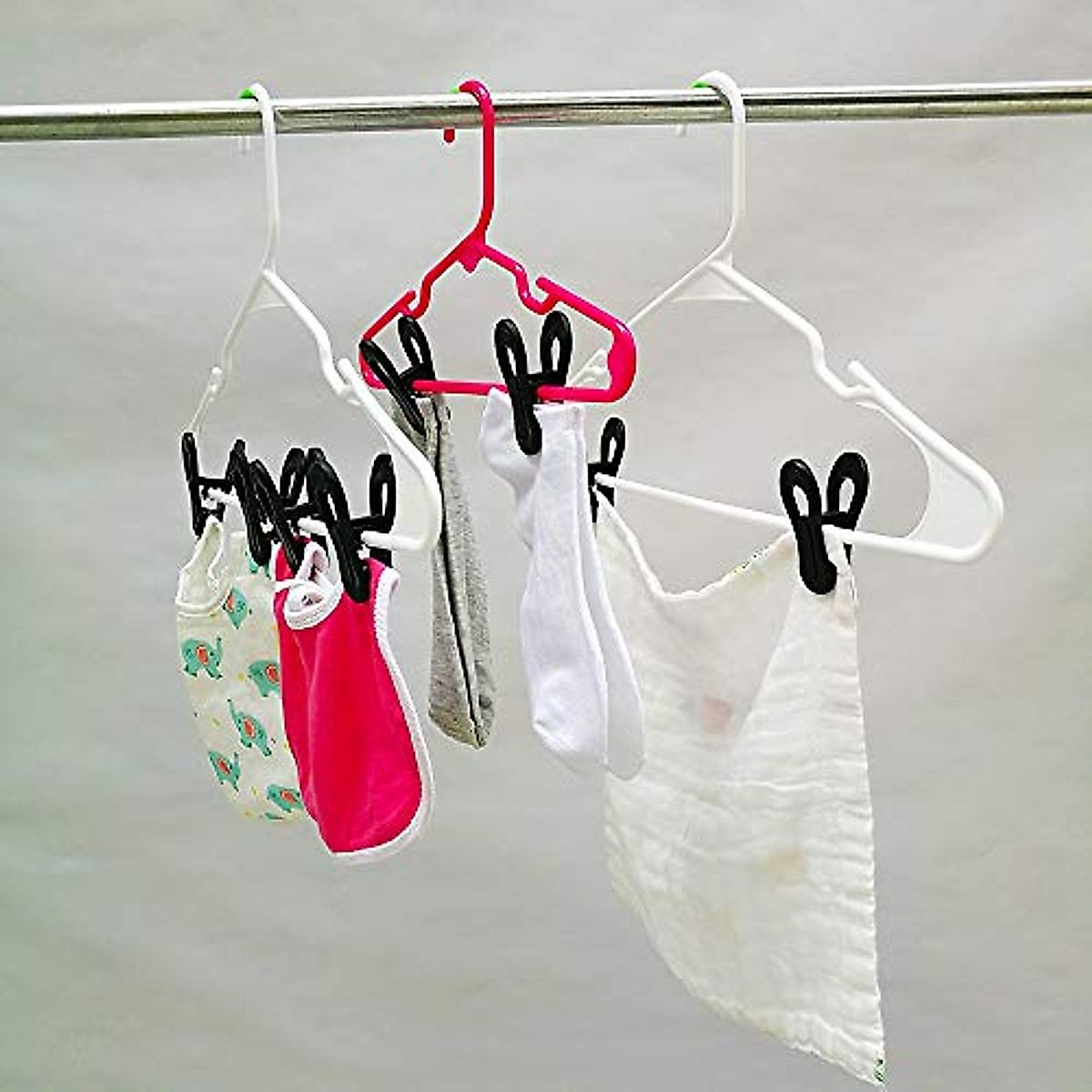 Kadiss Hanger Clips 30 Pack, Multi-Purpose Hanger Clips for Hangers, Black Finger Clips for Plastic Clothes Hangers, Pants Hangers Clips