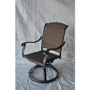 Patio Land Santa Clara Outdoor Set of 6 Swivel Rocker Dining Chairs Dark Bronze Cast Aluminum