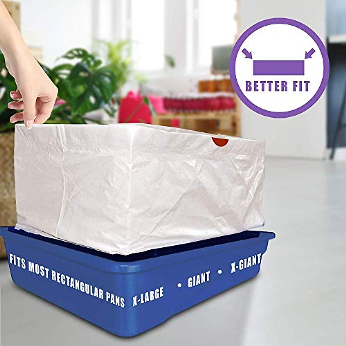 Alfapet cat Litter Box Liners Extra Large-1 Box- Heavy Duty 2 mil Thick Plastic, Clever Drawstring Liner for Easy Disposal- Flat Bottom for Easy, Secure Placement in Kitty Pan-Disposable