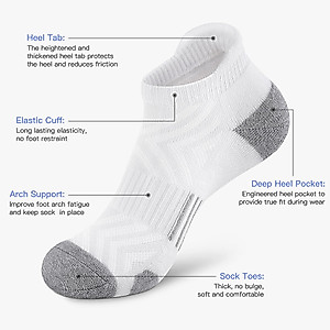Felicigeely Ankle Athletic Running Socks Low Cut Sports Socks Breathable Cushioned Tab Socks for Men Women 6 Pairs