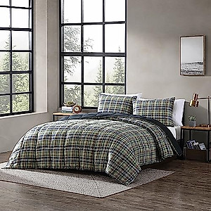 Eddie Bauer Comforter Set Reversible Plaid Alt Down Bedding with Matching Shams, Home Decor for Colder Months, Queen, Rugged Navy