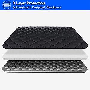 RAINYEAR 15.6 Inch Laptop Sleeve Diamond PU Leather Case Protective Shockproof Water Resistant Zipper Cover Carrying Bag Compatible with 15.6" Notebook Computer Ultrabook Chromebook(Black)