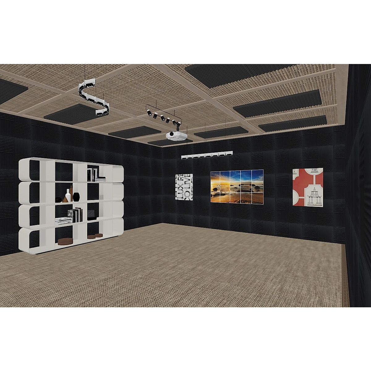 96 Pack Black/RED 12 "X 12 "X1" Acoustic Panels Studio Soundproofing Foam Wedge Tiles,