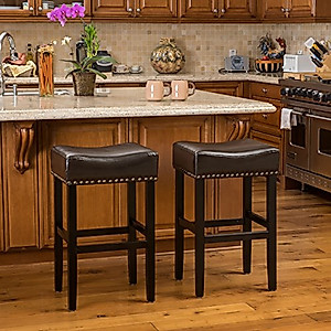 Christopher Knight Home Louigi Backless Leather Barstools, 2-Pcs Set, Brown