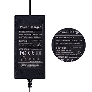 EVAPLUS 29.4V 2A Battery Charger for 25.2V 25.9V 24V battery, Input 100-240V AC-DC DC 5.5 x 2.1 mm Plug, Charge Port for Lithium Battery Pack