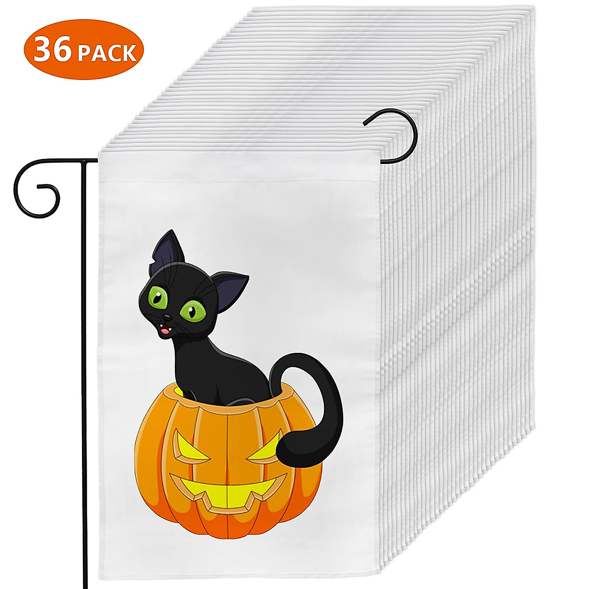 DEAYOU 36 Pack Blank Garden Flags, 12" x 18" DIY Sublimation Flags, Polyester Plain White Lawn Flags Banners for Decoration, Indoor, Outdoor, Courtyard, Party, Home, School