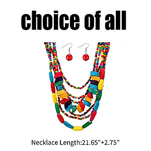 choice of all African Jewelry for Women African Necklace Earring Set for Black Women Chunky Necklace Colorful Beaded Necklace African Outfits Shirt Dress Jewelry Accessories