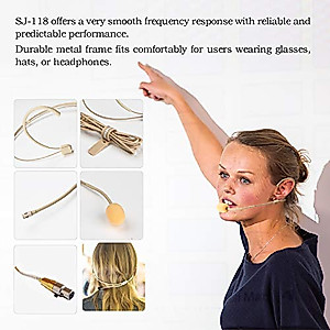 Sujeetec Headset Microphone Discreet Dual Ear Hook Headworn mic fits Shure Wireless Body Pack Transmitters for Lectures, Live Performance, Theater, Podcasts with Windscreens & Rugged Storage Case