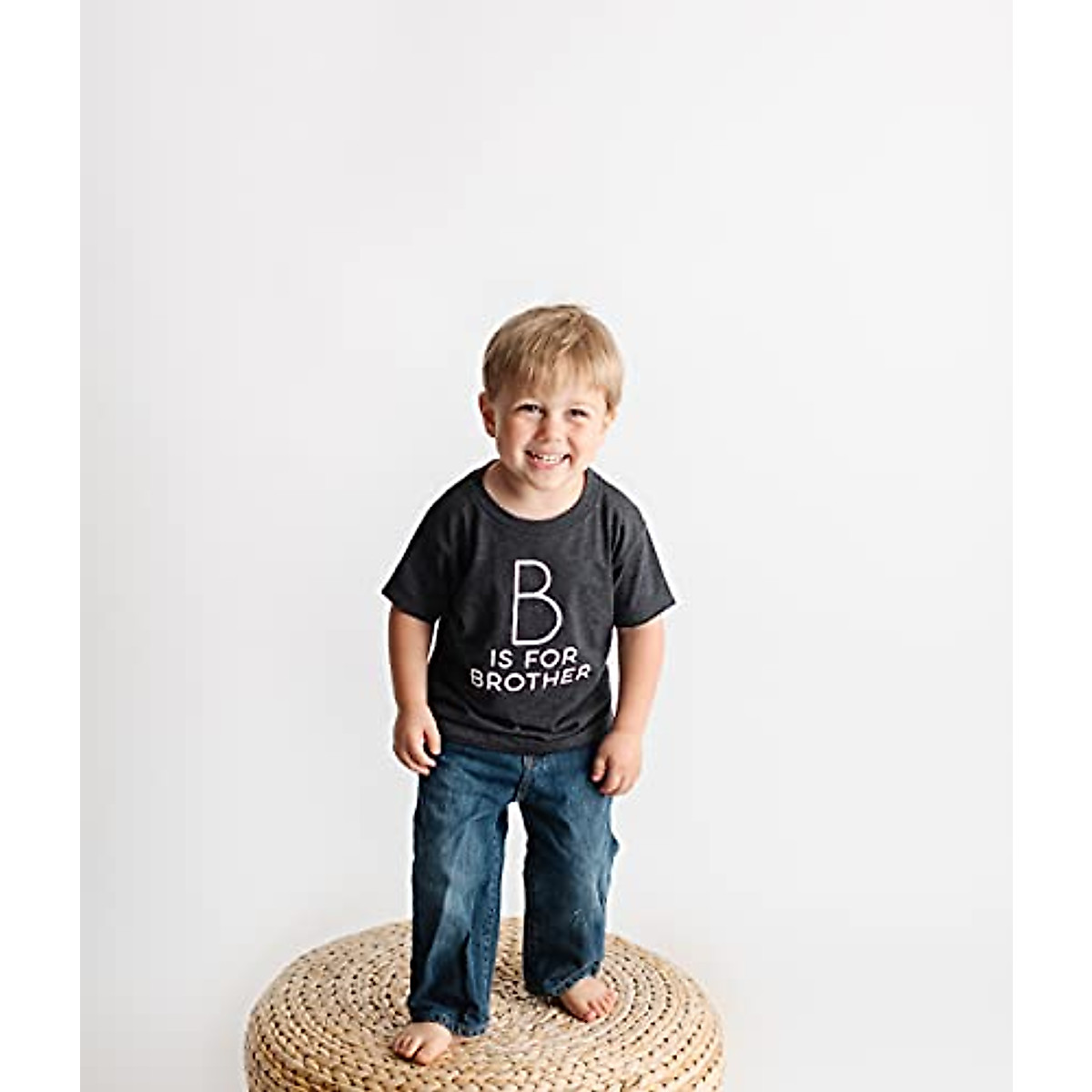 ELLA COLE COMPANY Big Brother Shirt for Toddler B is for Brother T-Shirt (Dark Grey, 2T)