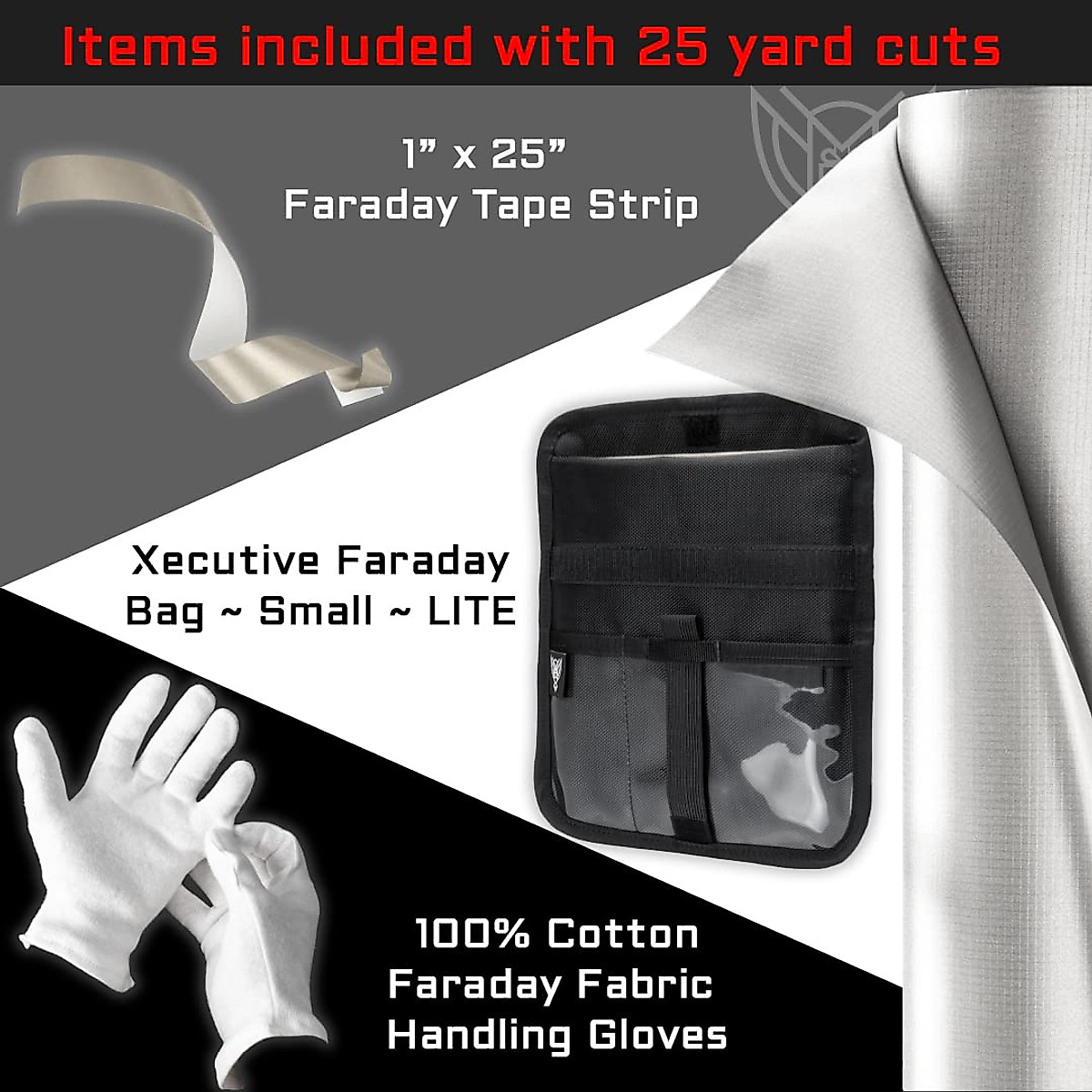 Xtreme Sight Line ~ Diamond Form Faraday Fabric ~ High-Shielding Signal Blocking ~ Blocks RF Signals (Including 5G) ~ 54.5" Width by 25 Yard (900") Length