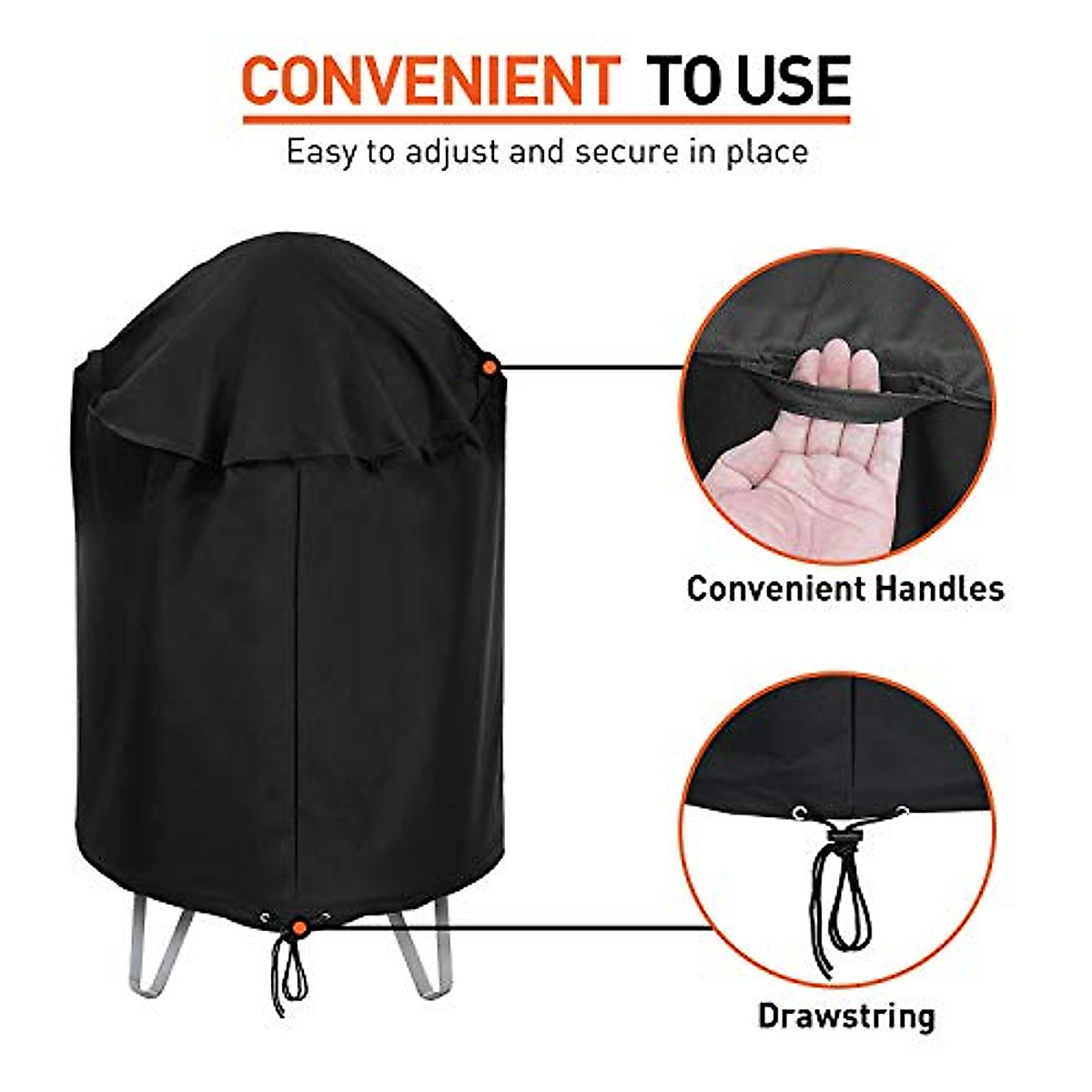 Arcedo Round Smoker Cover 30 Inch, Heavy Duty Waterproof Charcoal Kettle Grill Cover, Outdoor Vertical Barrel Cooker Dome Smoker Cover, Bullet Smoker Cover, Fits Weber, Charbroil, Kamado Joe and More