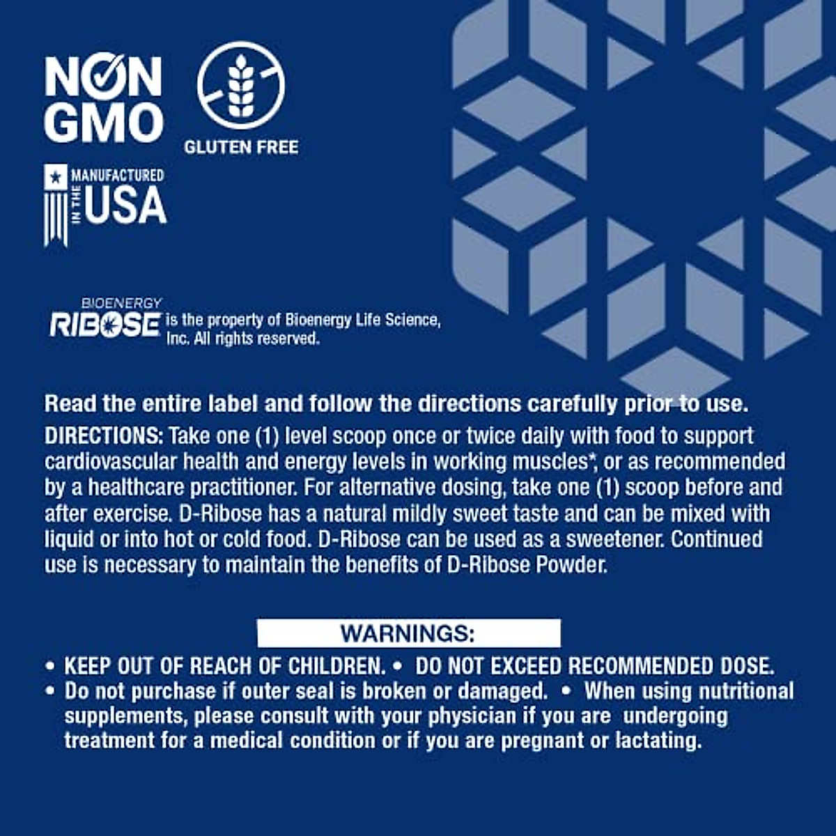 Life Extension D-Ribose Powder - For Energy Management & Heart - Muscle Health Supplement After Exercise - Vegetarian, Gluten-Free, Non-GMO - 150g (30 Servings)