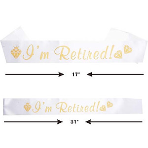 Retirement Decorations Party Sash and Crown for Women - Fabulous Set: Glitter Sash + Gold Rhinestone Premium Metal Tiara - Christmas Gift for Her