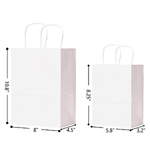 RACETOP 50 PCS Custom Paper Bags, Personalize Printed Kraft Paper Bags for Small Business, 8x4.5x10.8 Inch, Personalized Gift Bags with Logo, Shopping Paper bag with Handle, Goodie Bags