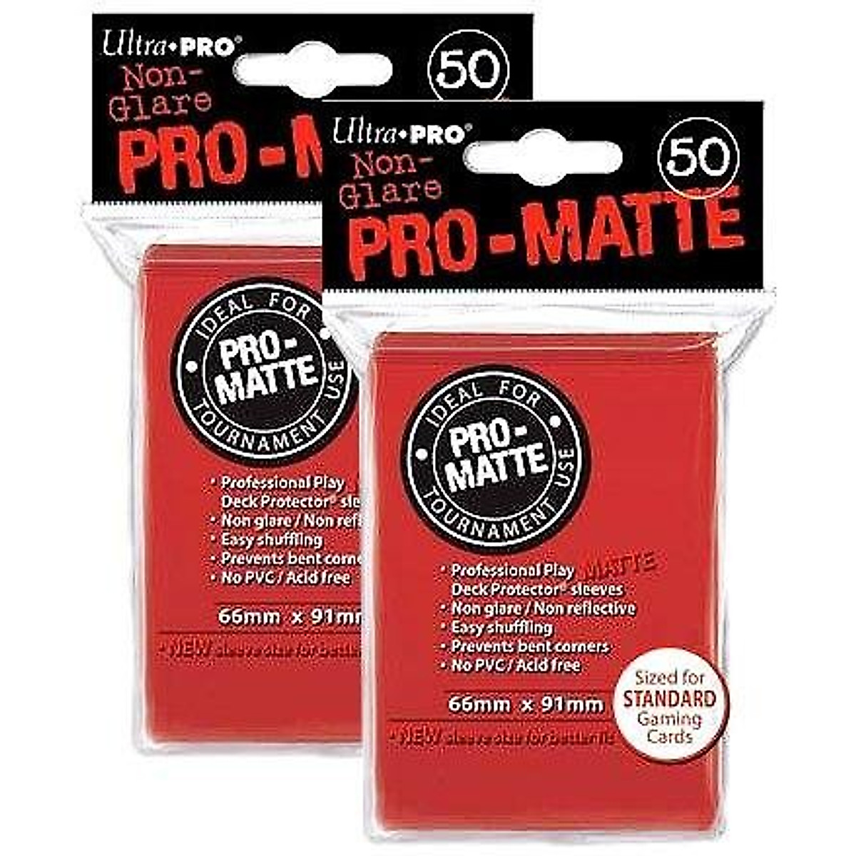 Ultra Pro PRO-MATTE (100 Count) Red Deck Protector Sleeves - Compatible With Magic the Gathering (2 Packs of 50 each)