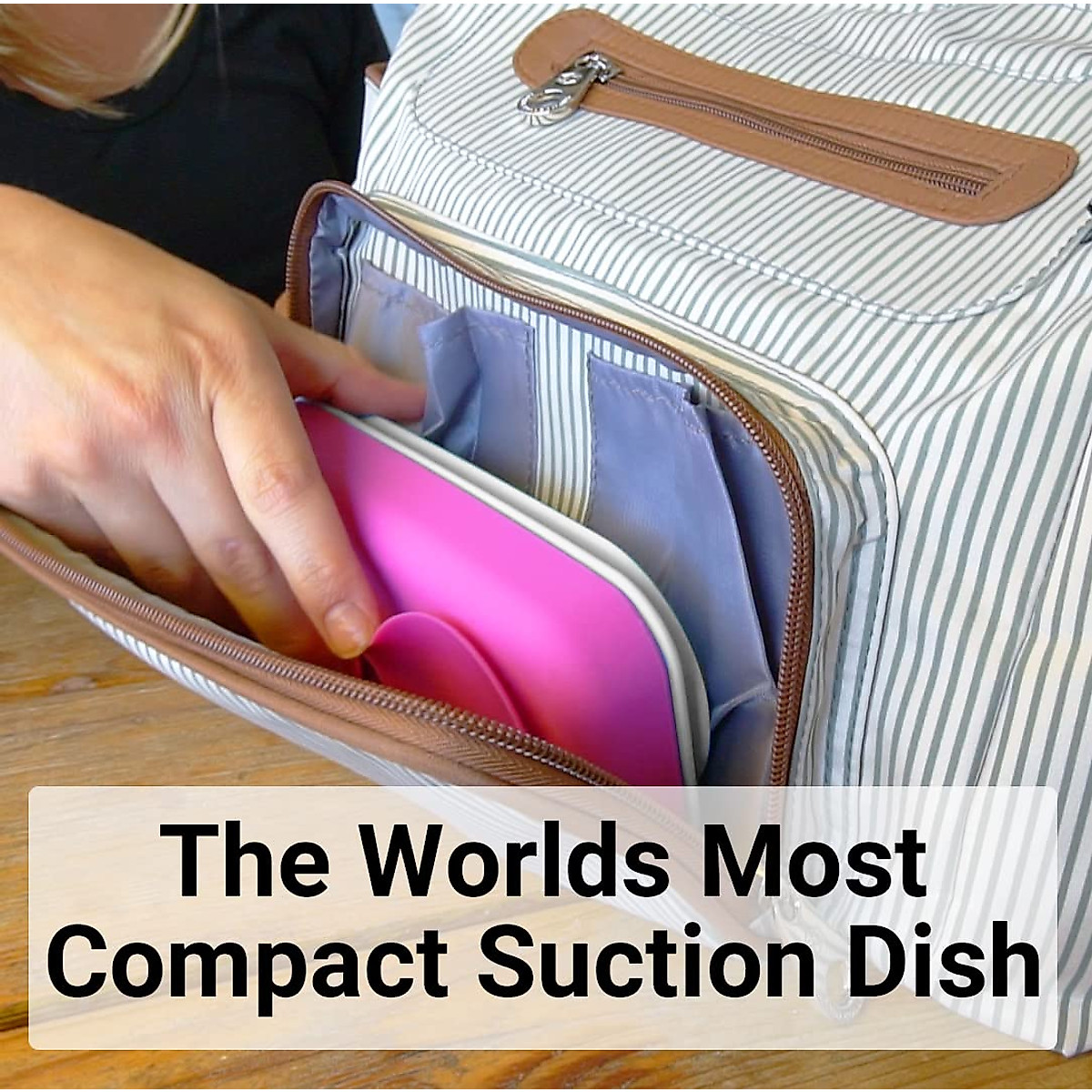 Stella Rose Suction-Go-Bowl® Dip-It Edition The World's Most Compact Toddler Suction Dish. 100% Food Grade Silicone. Transforms into Container. (Grey and Green)