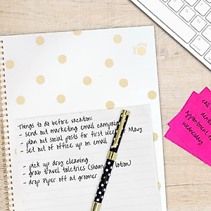 Kate Spade New York Large College Ruled Notebook, 11" x 9.5" Spiral Notebook with 160 Pages, Gold Dot with Script
