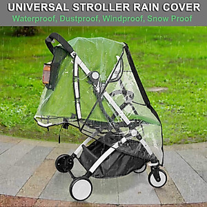 Universal Stroller Rain Cover, Double Door Design & Large Storage Baby Stroller Weather Shield, Waterproof Stroller Cover, Food Grade EVA, Eye Protect (L)